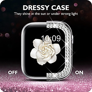 DABAOZA Compatible for Apple Watch 38mm Case Bumper Cover Series 3 2 1 38mm, Bling Women Girls Dressy Diamonds Crystal Bumper Hard PC Shockproof Case for iWatch (Silver, 38mm)