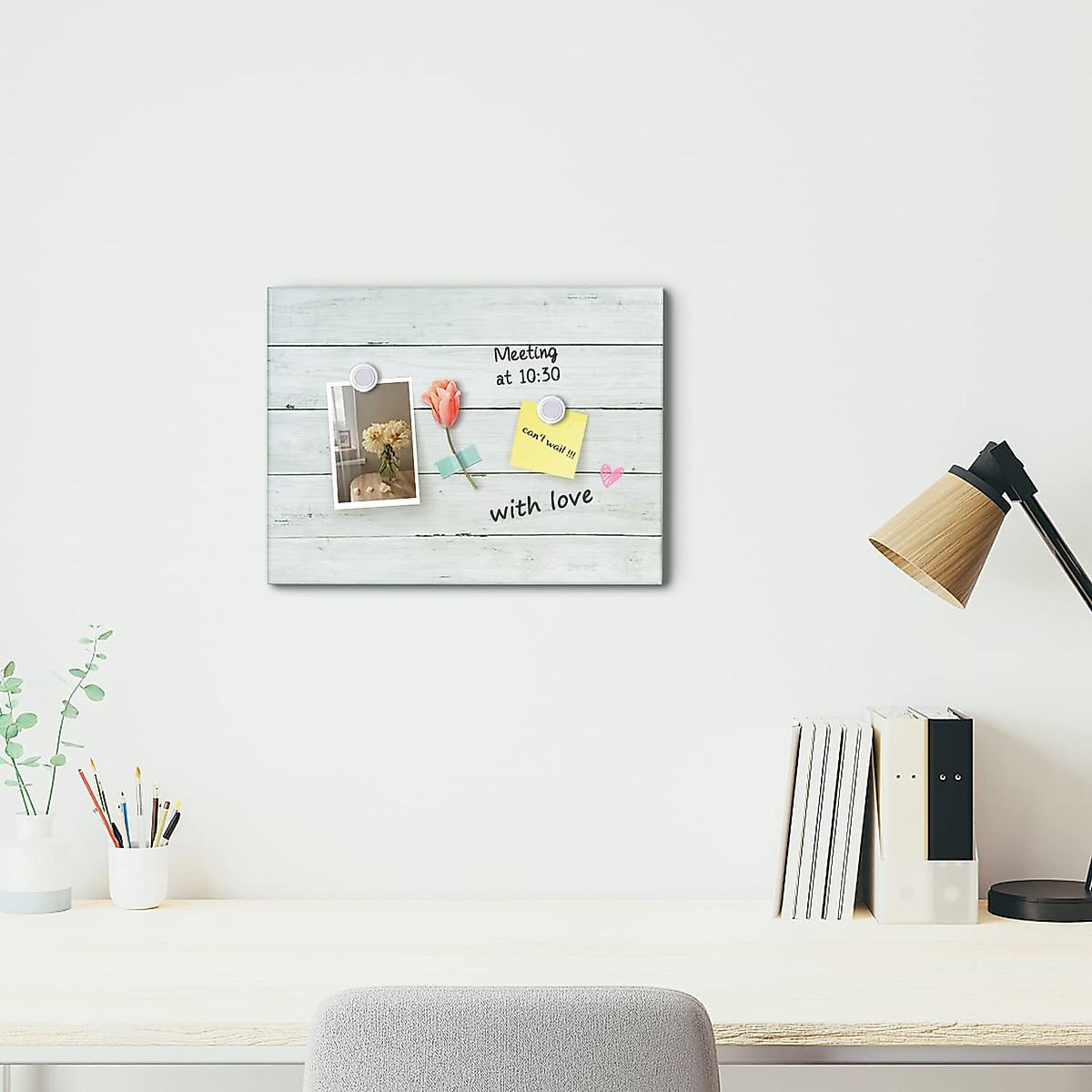 Aitakatta Wooden Planks Print Magnetic Surface Dry Erase Board, 12 x 16 inches Decorative White Board for Wall with Design, Frameless Dry Erase Board for Wall（Plank,4030,1pc）