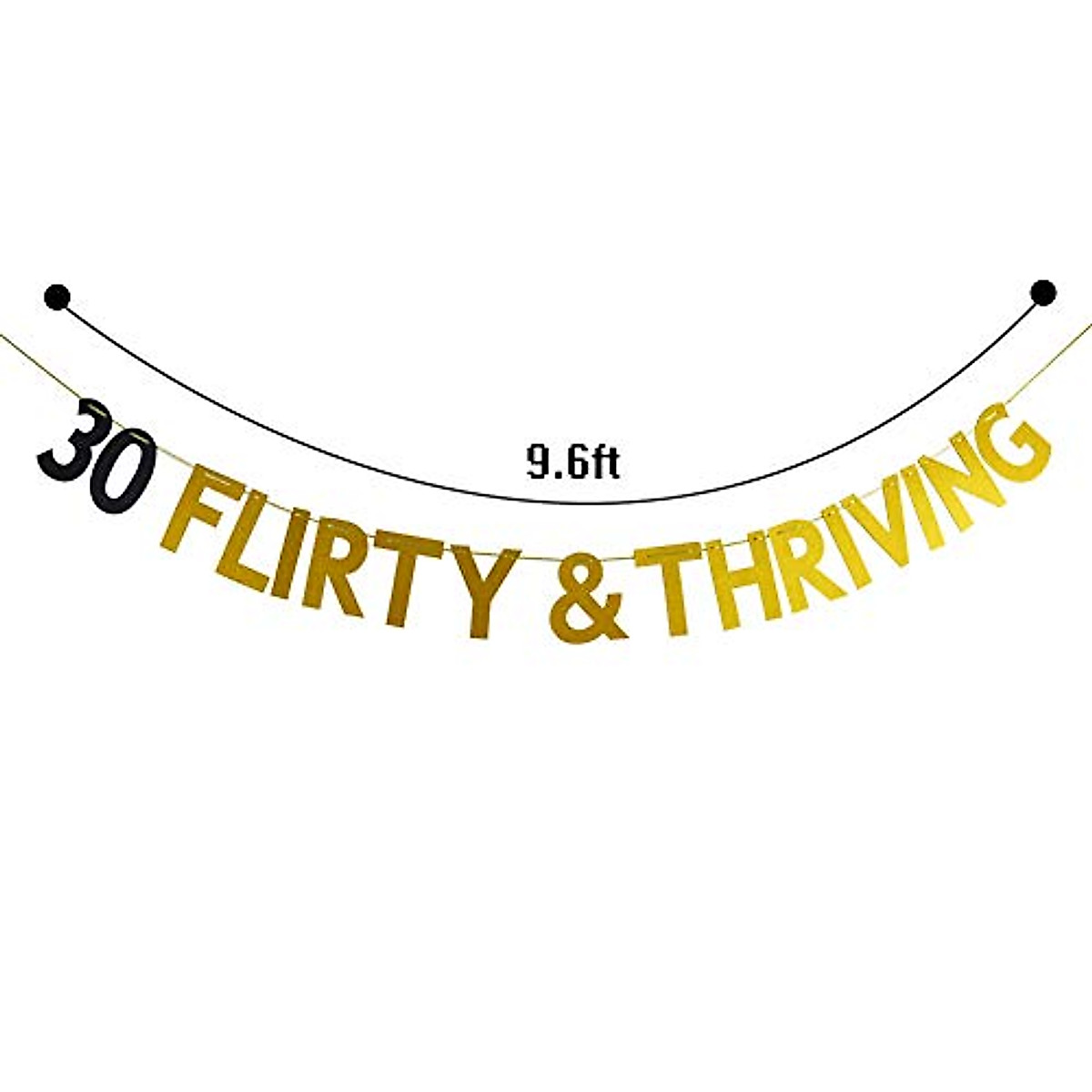 30 Flirty & Thriving Banner, 30th Birthday Bunting Sign, Dirty Thirty Party Decorations, Dirty 30 Party Sign, Gold and Black Glitter