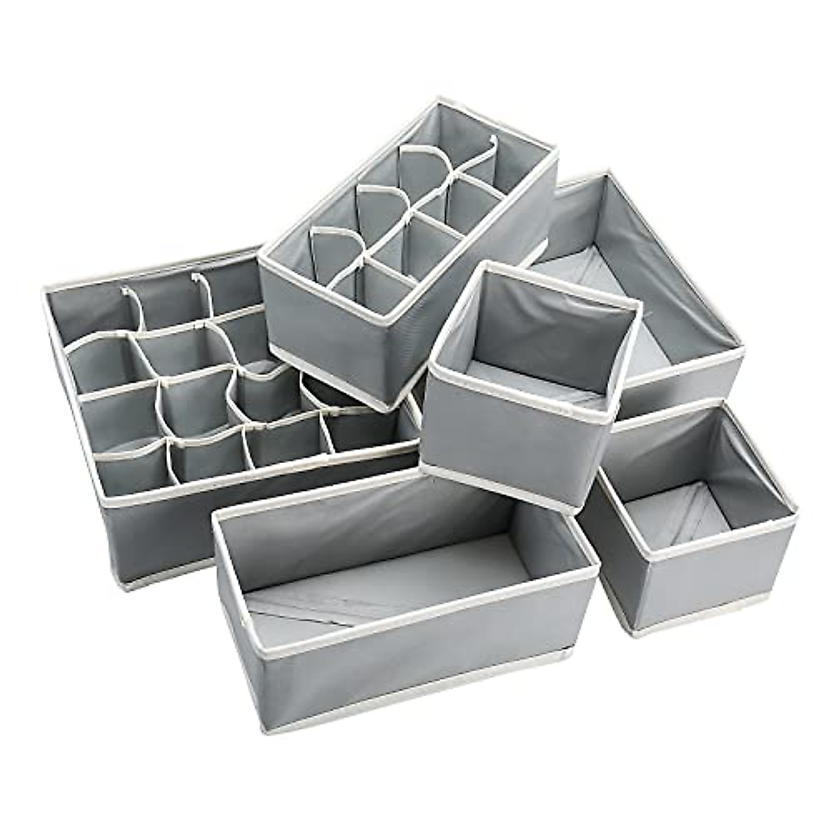 Patioer 12 Pack Underwear Drawer Organizer Dividers Foldable Drawer Organizer For Clothes Cloth Storage Box Closet Dresser Organizer Cube Fabric Containers Basket Bins for Underwear Bras Socks, Gray
