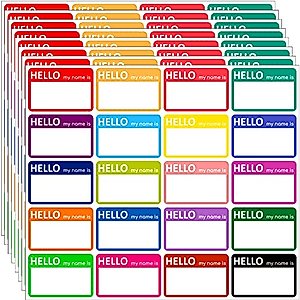 200 Pcs Name Tag Stickers (Hello My Name is) Name Stickers Self-Adhesive Name Badge Name Labels Colorful Name Tags for Clothes, School, Office, Party, Teachers, Kids, Adults