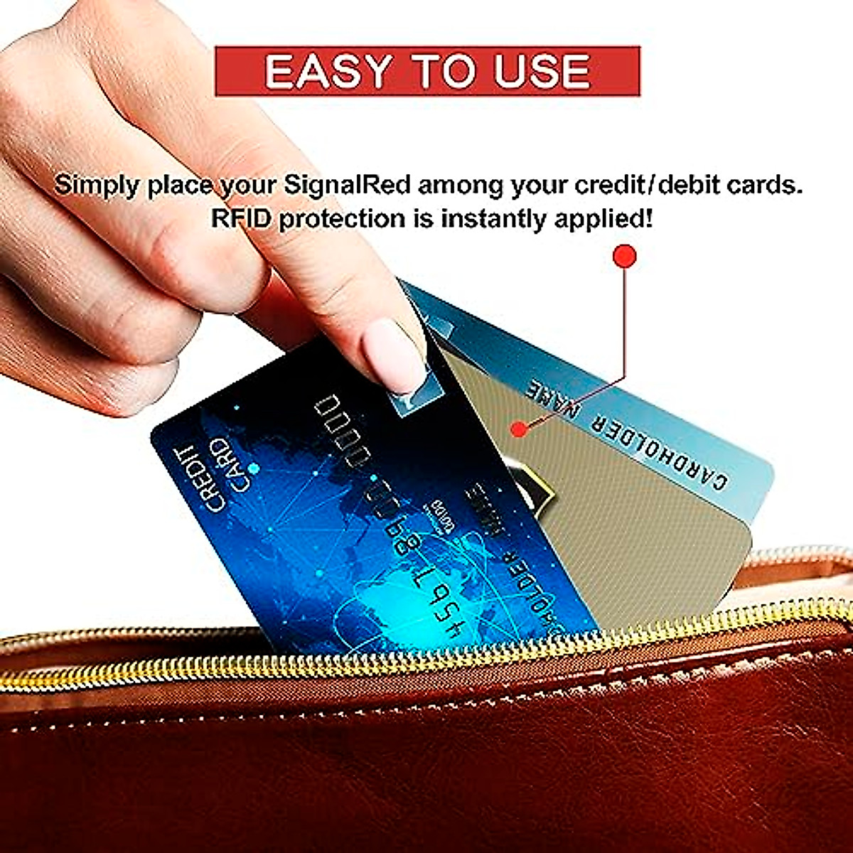 SAITECH IT 2 Pack RFID Blocking Cards One Card Protects Entire Wallet Purse For Men & Women, Contactless Bank Debit Credit Card Protector ID ATM Guard Card – Golden