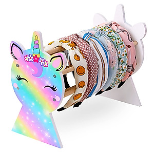 Basumee Girls Headband Holder Organizer Hair Hoop Headband Display Stand Unicorn Hairband Stand Organizer Headband Storage Home Room Decors for Girls, Rainbow