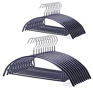 Nature-Smile 20 Pack Non Slip Suit Hanger,Coat Jacket Hangers,Sweater Hangers,PVC Coating Metal Hangers for Pants,Shawls,Belts,Bras - Dimple & Crease Free T Shirt Hangers,Black Color…