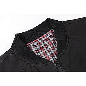 Lentta Men's Slim Fit Lightweight Softshell Bomber Jacket Coat Fall Jackets For Men (Large, Black 001)