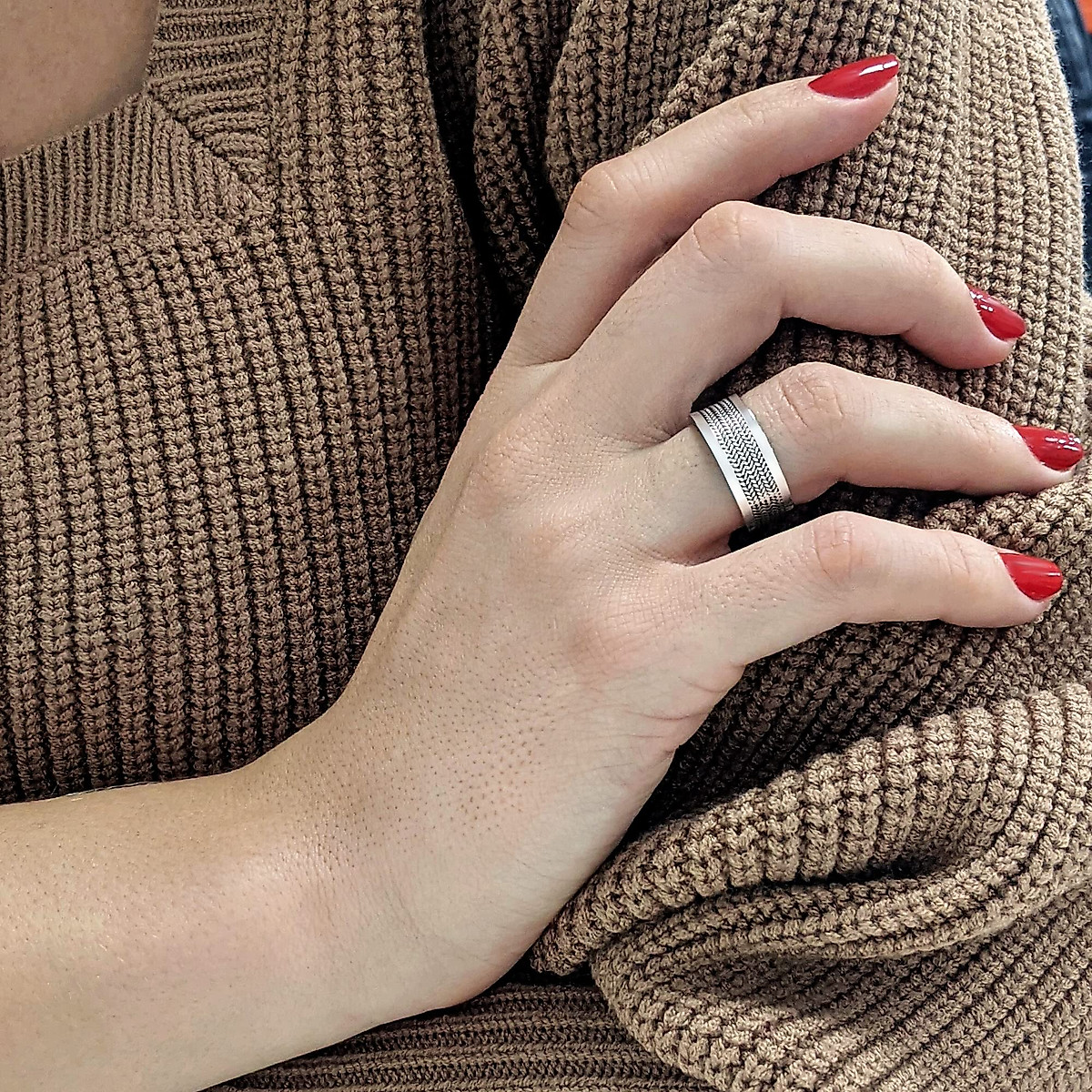 Silverly 9 mm Bali Rope Thumb Rings for Women and Men - 925 Sterling Silver Rings - Chunky Rings - Wide Band Rings for Men - Scroll Work Design - Couples Promise Ring