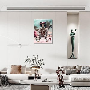 Churies African American Black Girl Wall Art,12x16 Inch Beautiful Woman Wall Poster Bathroom Living Room Girls' Room Wall Decor Set of 1