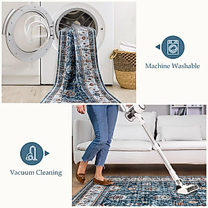 Seavish Small Entryway Rug 2x3 Rug Soft Kitchen Rugs Low Pile Doormat Boho Accent Throw Rugs with Rubber Backing Washable Blue Area Rug Floor Carpet for Bathroom Sink Bedroom Entrance