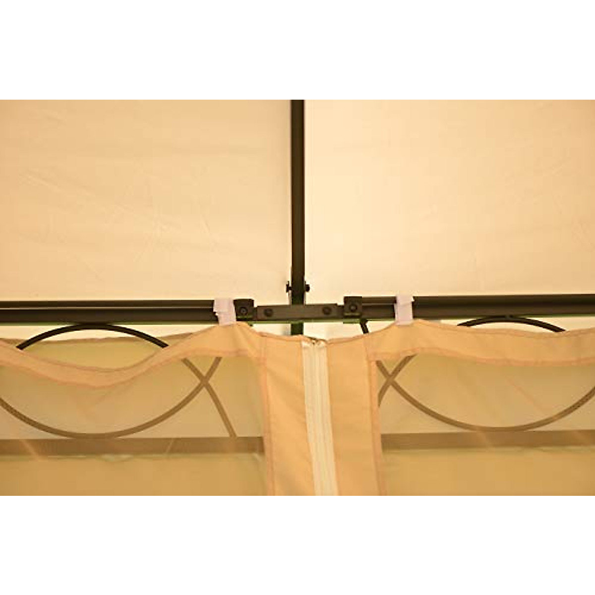 Freestanding Shelter Quality Double Tiered Grill Canopy, Outdoor BBQ Gazebo Tent with UV Protection, Beige 127" W