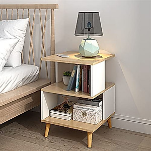 HIGOH Bedside Table Simple Living Room, Modern Bedside Table Shape, Cosmetic Bedside Table