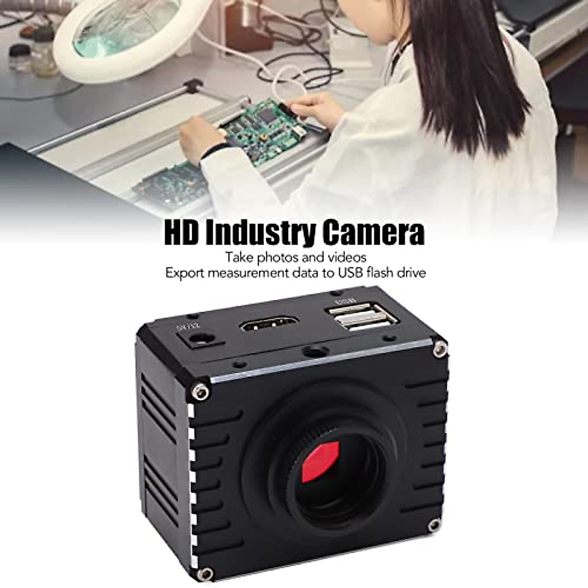 Industrial Microscope Camera, Aluminum Alloy Image Comparison Industry Camera HD Real Time Output for Research
