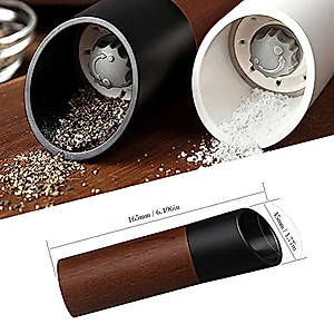 Pepper Grinder, Wood Pepper Grinder Pepper Mill, YFWOOD Manual Salt Grinder Adjustable Refillable Wooden Pepper Mill Salt - Gift（Black -1 Piece）