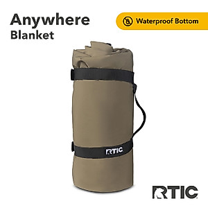 RTIC Anywhere Blanket, Waterproof Portable, Quilted Outdoor Mat for Picnic, Beach, Camping, Grass, Park, Play-Time, Pets, Stain Resistant Machine Washable, Includes 4 Stakes, 54.5" x 78.5", Olive