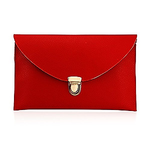 GEARONIC TM Fashion Designer Women Handbag Tote Bag PU Leather Shoulder Ladies Girls Purse Teens For Beach Travel Work Evening Day School Red