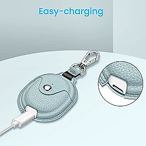 Fintie Protective Case for Pixel Buds A-Series (2021) / Pixel Buds 2 (2020), Premium PU Leather Slim Fit Metal Snap Closure Portable Cover Skin with Keychain, Ice Blue