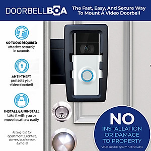 DoorbellBoa Anti-Theft Video Doorbell Door Mount, No Tools or Installation, Mounts Securely in Seconds, Compatible with Ring & Other Video Doorbells (Black)