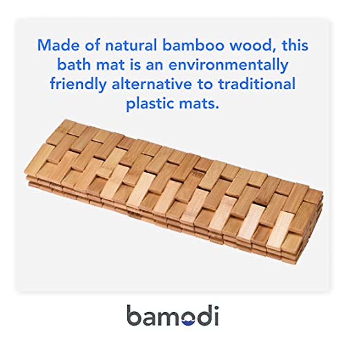 Bamodi Bathroom Bamboo Floor Mat - Wooden Bath Rug - Natural Wood Accessories for Spa, Bathtub, Kitchen, Pool, Beach Area - Mats for Inside Shower