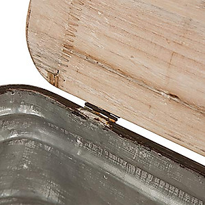 glitzhome Set/2 Farmhouse Metal Storage Nesting Boxes with Wooden Lids Galvanized Storage Chests Small and Large