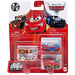 Disney Pixar Cars Mini Racers International Adventure 3-Pack, Soapy Mater, Racing Wheels Lightning McQueen & Union Jack Ramone