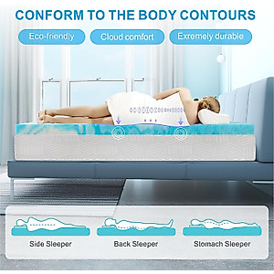 MUUEGM 2 Inch Memory Foam Mattress Topper Twin Size,Cooling Gel Infused Twin Mattress Pad for Pressure Back Pain Relief,Ventilated Soft Bed Topper for College Dorm Single Bed,CertiPUR-US Certified