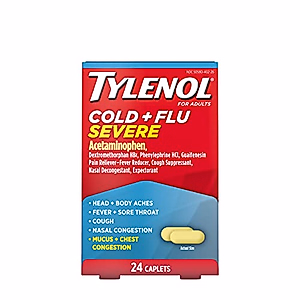 Tylenol Cold + Flu Severe Medicine Caplets for Fever, Pain, Cough & Congestion, 24 ct.