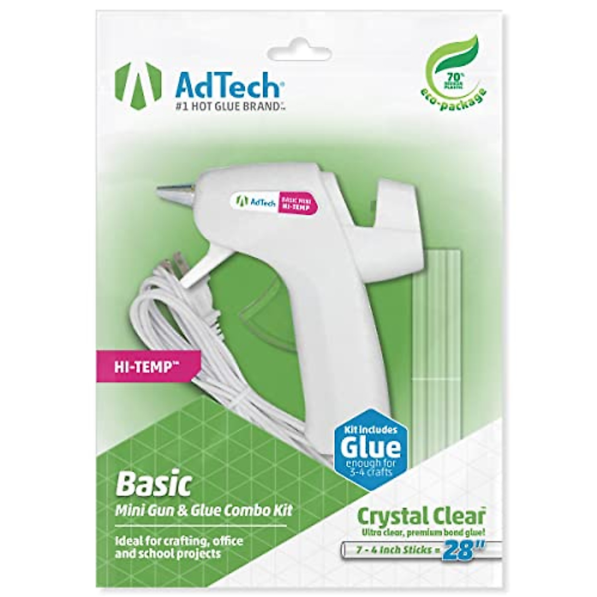 AdTech High Temp Combo Kit Mini Hot Glue Gun with Sticks, White