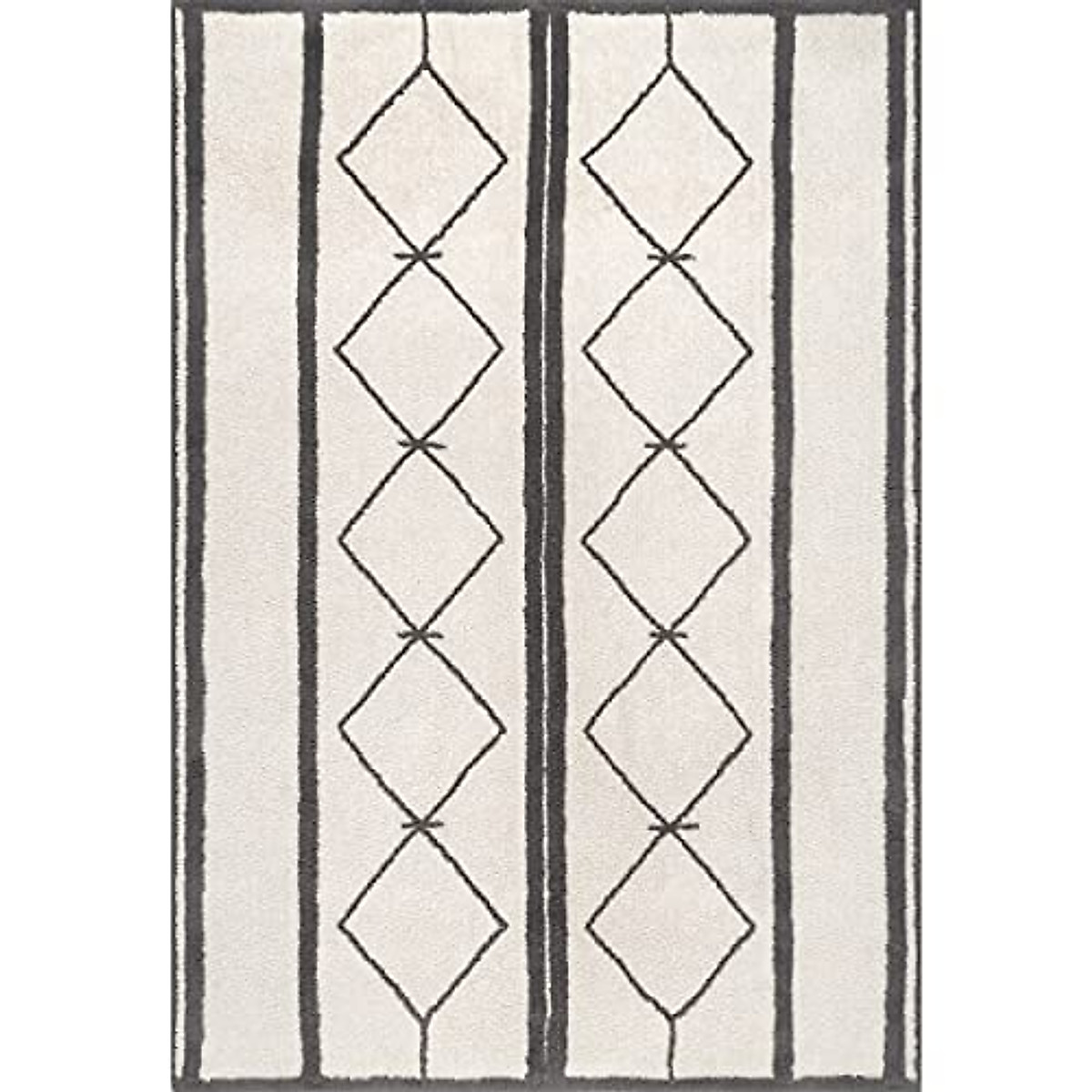 nuLOOM Sondra Machine Washable Wool Moroccan Diamond Area Rug, 5' x 8', Ivory