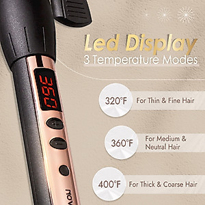 Novus 3 Barrel Waver Curling Iron: Anti-Scald, 1 inch Rapid Heating Wand with 3 Heat Settings, Temp Adjustable Portable Crimper for Deep Waves