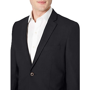 Amazon Essentials Men's Long-Sleeve Button-Front Slim-Fit Stretch Blazer, Black, 44