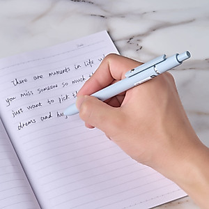 Eeoyu 5pcs Gel Pens Quick Dry Ink Pens Fine Point Retractable Roller Ball Pens Black Ink Smooth Writing Pens, Cute Pens, Aesthetic pens for School Office Home Diary Pens