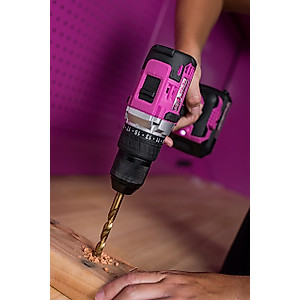 The Original Pink Box 20-Volt Lithium-Ion 1⁄2-Inch Keyless Chuck Brushless Cordless Drill With 2Ah Battery, Pink