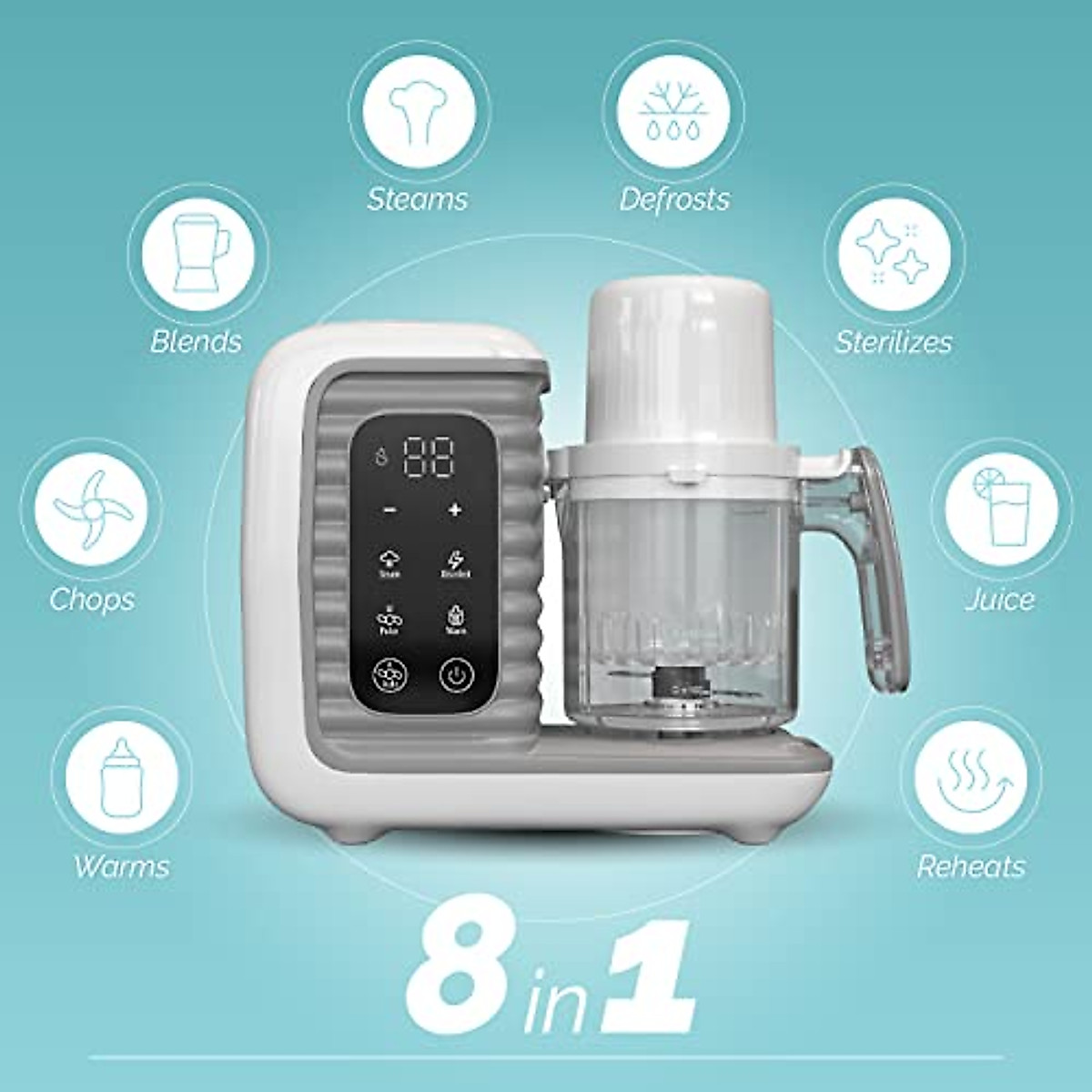 Children of Design 8 in 1 Smart Baby Food Maker & Processor, Steamer, Blender, Cooker, Masher, Puree, Formula & Bottle Warmer Prep System