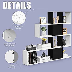 IFANNY 16 Shelves Bookshelf, Open Shelf Bookcase, 5-Tier Display Shelf Storage Organizer for Home Office Living Room, Wood Bookshelf Storage Cube Organizer, 47 x 8 x 43 Inch