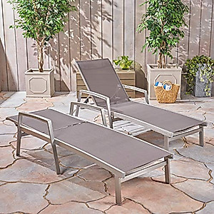 Christopher Knight Home Joy Outdoor Mesh and Aluminum Chaise Lounge (Set of 2), Gray