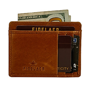 FINELAER Leather Slim Front pocket Wallets For Women