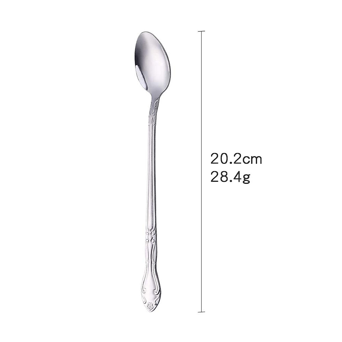 Long Iced Teaspoon 8-Inch Cold Drink Stirring Spoon, BYEGOU 12 PCS Stainless Steel Mixing Spoons Silverware Flatware Set
