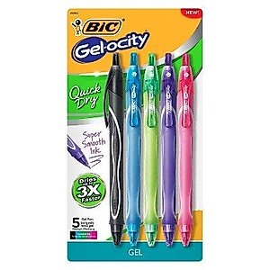 BIC® Gel-ocity Quick Dry Gel Pens 0.7 mm Medium Point Multicolor 5ct Multi-Colored