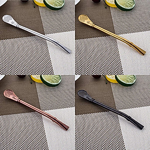 Hihelp 4 PCS Stainless Steel Straws Yerba Mate Bombilla Drinking Straws Free Cleaning Brush Include, Colorful, 6 Piece Set