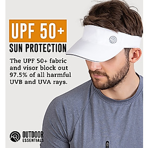 OutdoorEssentials Sun Visor Hat for Women & Men - Womens Visor, Tennis Visor, Golf Visor - Running Visor White - White