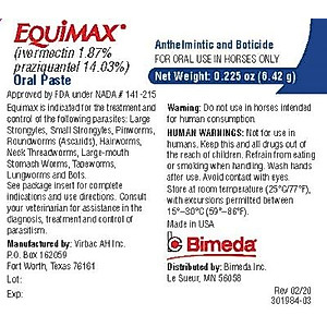 Equimax 14.03 Praziquantel/1.87 Ivermectin Paste
