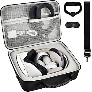 Carrying Case for Meta for Quest 3 Oculus for Quest 2 Advanced All-in-One Virtual Reality Headset/Touch Controllers/Elite Strap VR2 Accessories with Silicone Face Cover, Lens Protector (No Device)