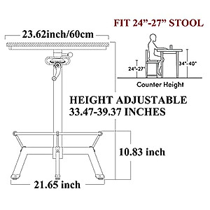 LOKKHAN 3-Piece Crank Handle Bar Table (33.5"-39.4") & 2 Stools (20"-27") Set for Pub Kitchen Dining Living Party Bistro Breakfast, Industrial Adjustable Swivel Pine Top,Most Weld, Space-Saving