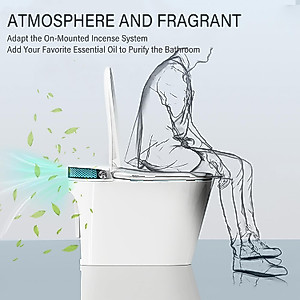 Smart Toilet with Build-in Bidet Seat, Tankless Toilet with Auto-Opening and Closing Lid, Auto Flushing, Heated Seat, Warm Water Bidet, Air Dryer, LED Display, and Remote Control