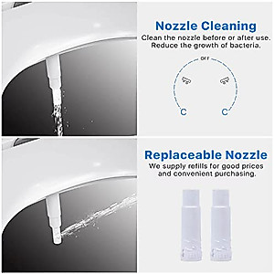 Toswin Bidet Attachment For Toilet - Self Cleaning & Replaceable Nozzle (2 Pack) Bedette To Add For Toilet, Adjustable Water Pressure And Angle Baday or Buday Toilet Seat Attachment