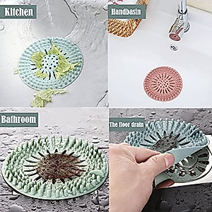 4 Pack Shower Drain Hair Catcher Silicone Hair Stopper,Sink Strainers,Shower Drain Covers, Easy to Install and Clean, Suit for Bathroom Bathtub and Kitchen.