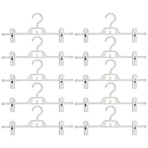 DOITOOL 10PCS Plastic Pants Hangers with Clips Space Saving Hanger for Clothes, Sturdy Skirt Hangers with Adjustable Clip, Closet Clip Hangers for Pant, Jeans, Skirts, Slacks (White)