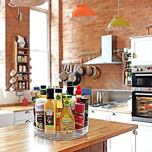 Large Lazy Susan Rotating Turntable Organizer - for Kitchen, Pantry, Cabinet, Dining Table, Fridge, Countertop，Vanity - Spinning Food Storage Container for Spices, Condiments- Clear，11 Inches （1 Pack）