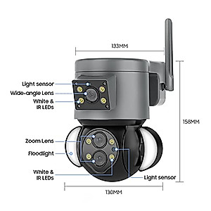 INQMEGAPRO 4MP Security Camera Outdoor, 10X Optical Zoom,Dual-Lens Outdoor Camera,360 Degree Pan/Tilt/Zoom Security Camera System with Motion Tracking, Two-Way Talk,Siren Alarm, Color Night Vision