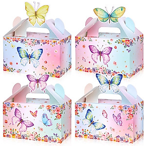VGOODALL 12PCS Butterfly Party Favor Boxes, Goodie Gable Treat Box Paper Candy Box for Birthday Party Supplies Baby Shower Wedding Party