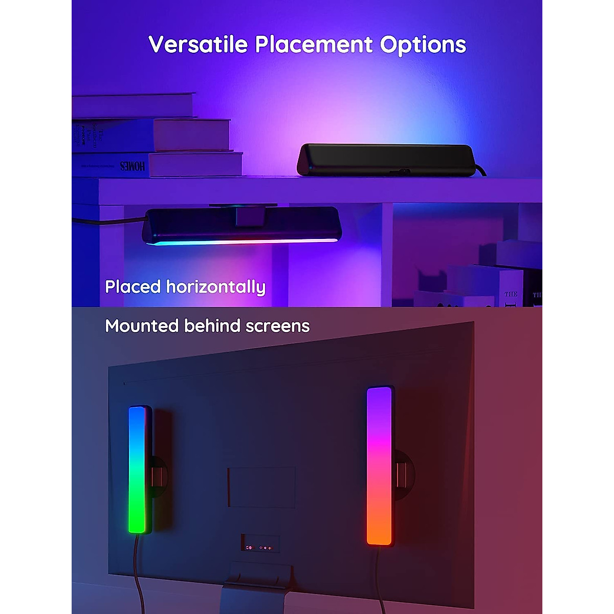 Govee Smart LED Light Bars, Work with Alexa and Google Assistant, Gaming Lights, RGBICWW WiFi TV Backlights with Scene Modes and Music Modes for Gaming, Pictures, PC, TV, Room Decoration